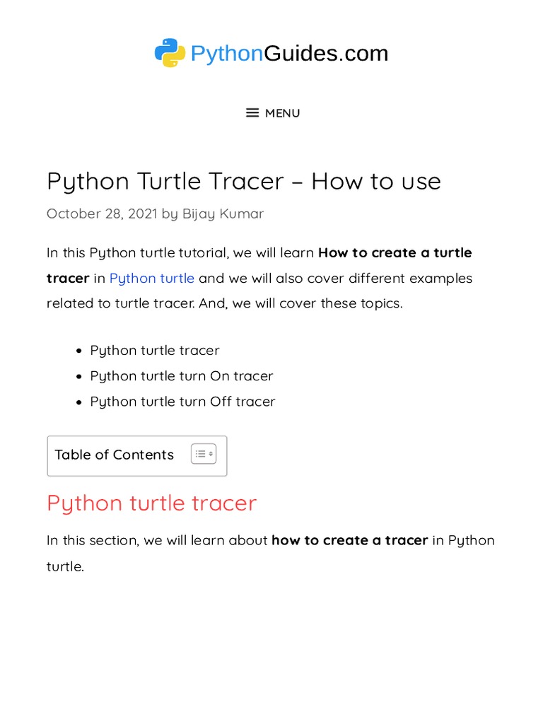 Python Turtle Tracer How To Use Python Guides Pdf Python Programming Language 9080