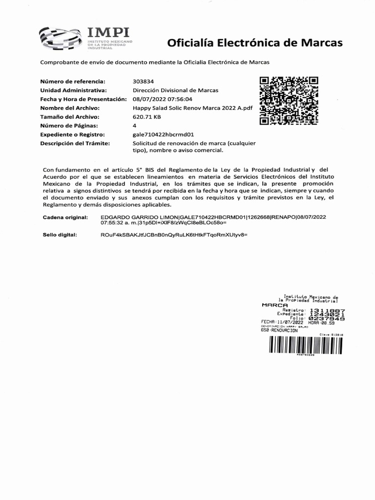 Renovacion de marca Happy Salad y uso de marca | PDF