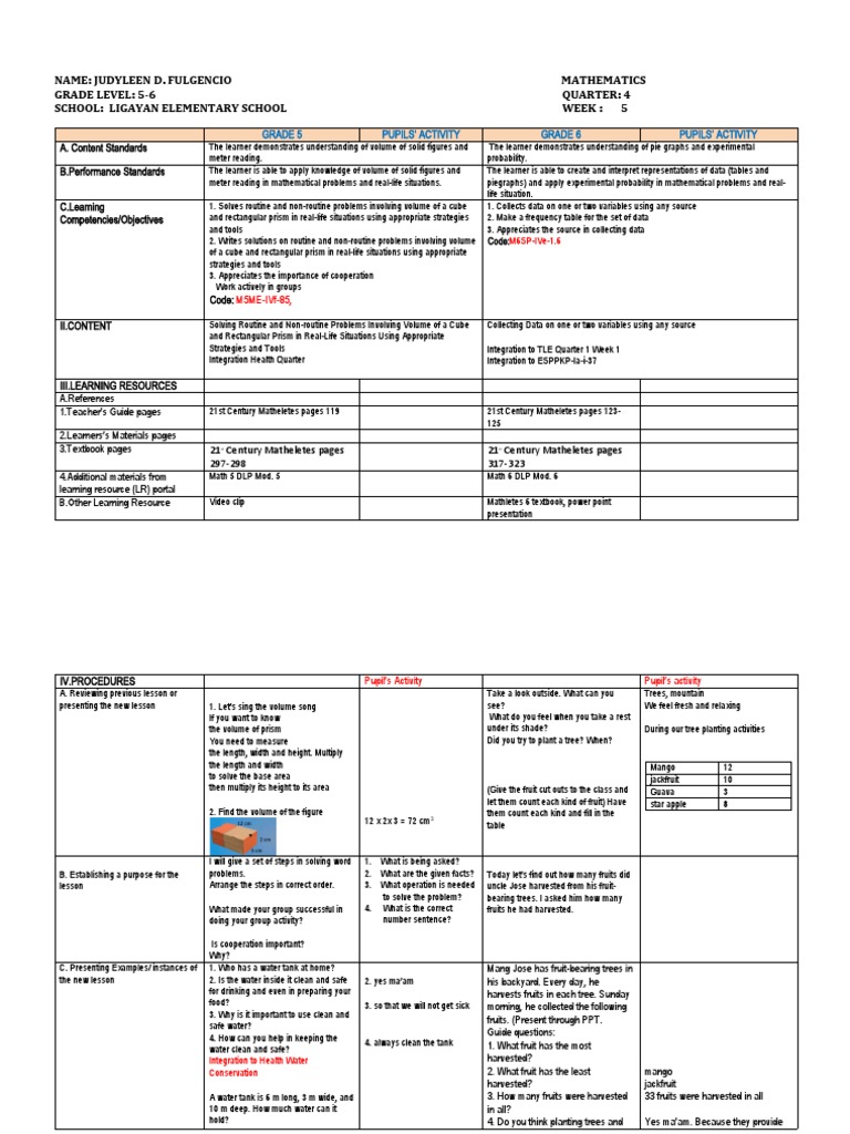 LESSON PLAN Cot 2023 Q4 | PDF | Learning | Mathematics