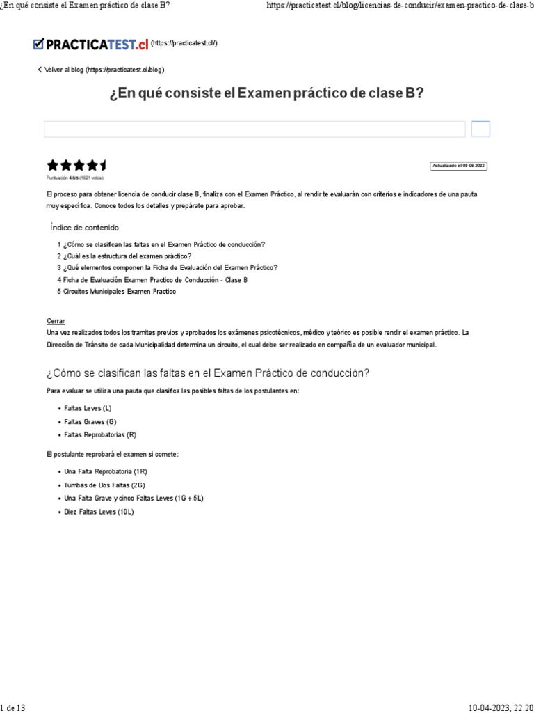 En Qué Consiste El Examen Práctico de Clase B | PDF | Peatonal ...