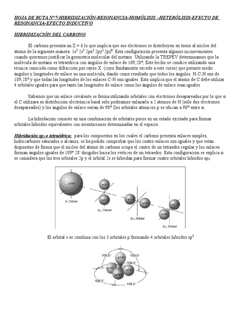 Hoja de Ruta N°7 Hibridización y Resonancia-Homólisis y Heterólisis ...