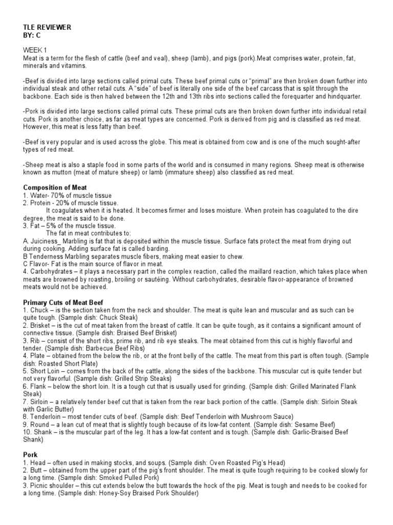 Tle Reviewer Long Test Q4 | PDF | Lamb And Mutton | Grilling