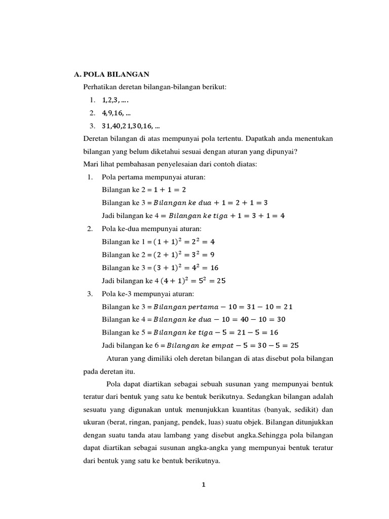 Pola Bilangan | PDF | Metode & Bahan Ajar