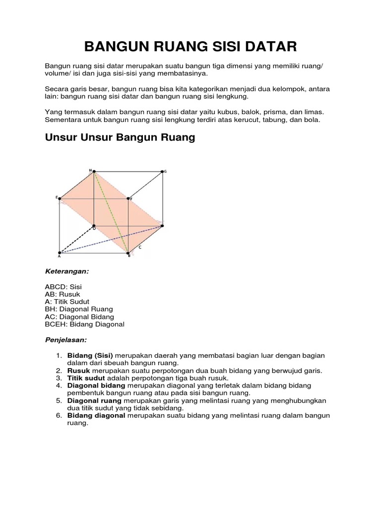 Jenis dan Sifat Bangun Ruang Sisi Datar | PDF