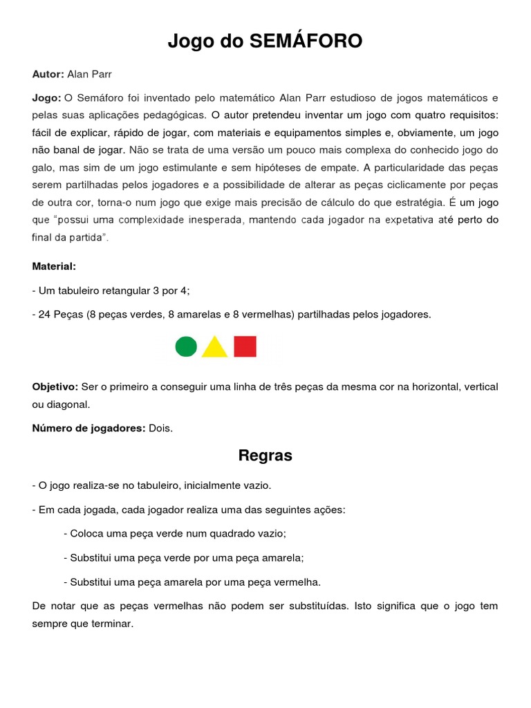 Semáforo - regras do jogo | PDF