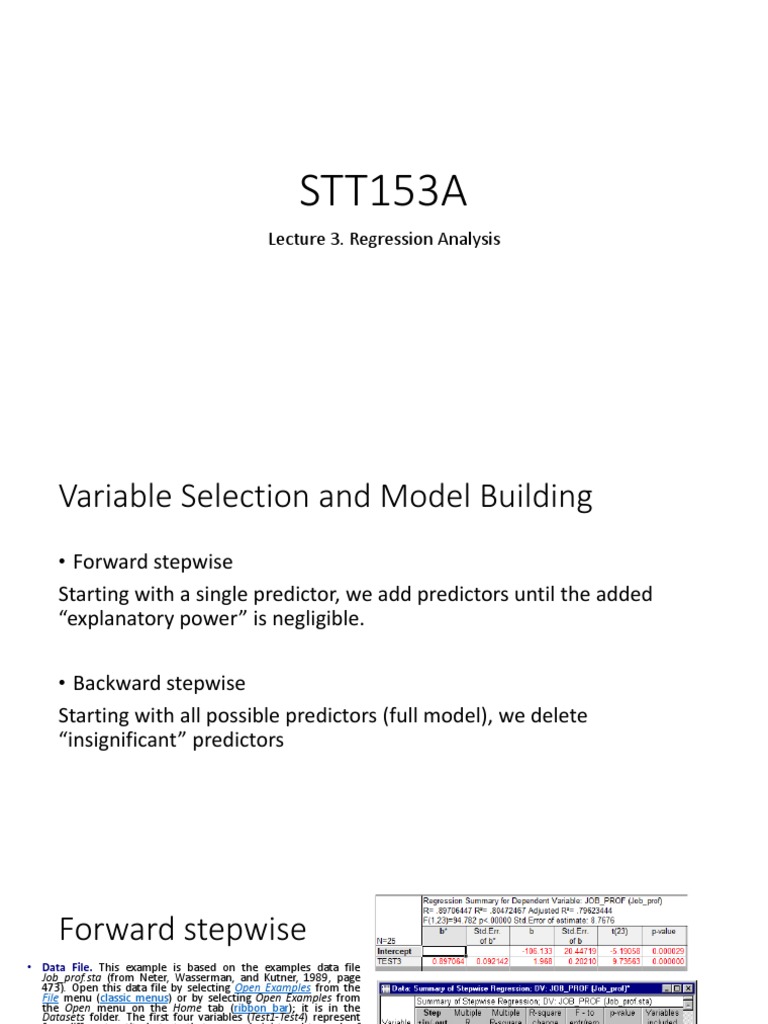 Lecture 3 Part 1 Regression Analysis Pdf Errors And Residuals