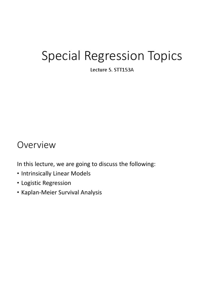 Lecture 5. Part 1 - Regression Analysis | PDF | Regression Analysis | Logistic Regression