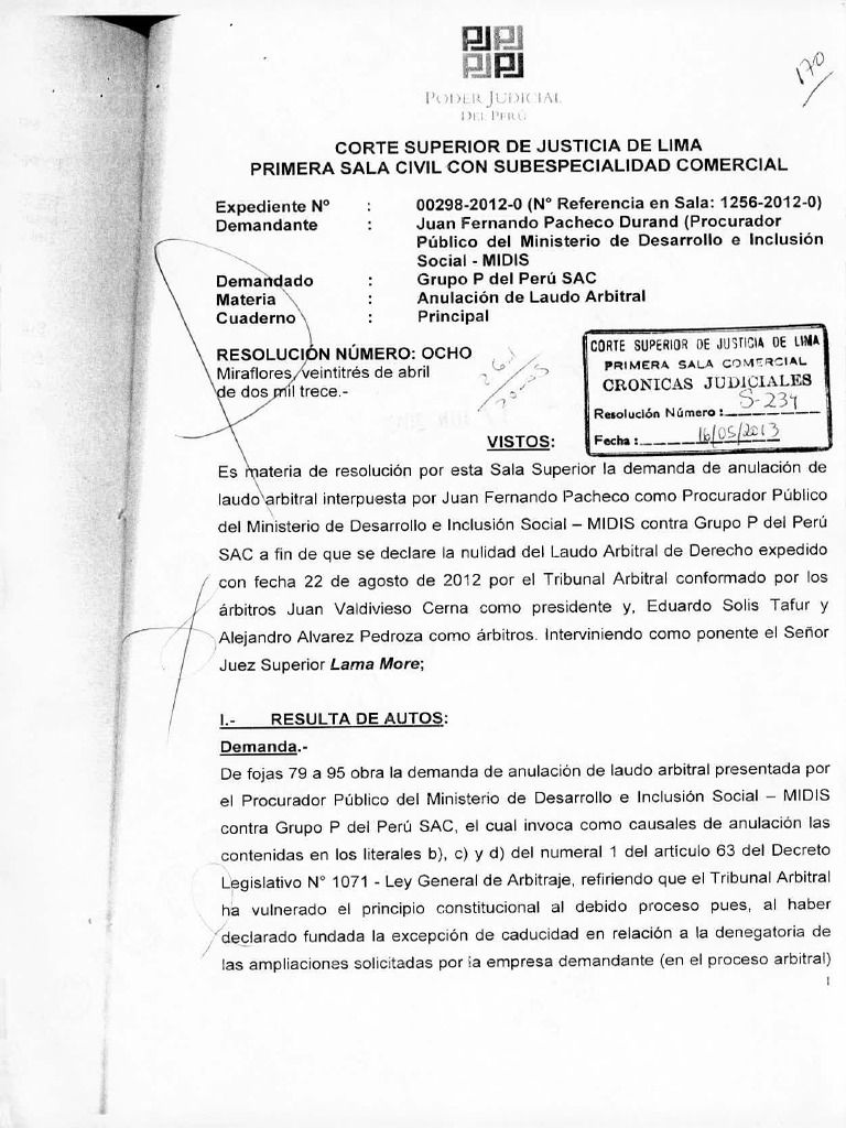 Demanda Anulacion de Laudo Arbitral | PDF Demanda Anulacion de Laudo Arbitral | PDF