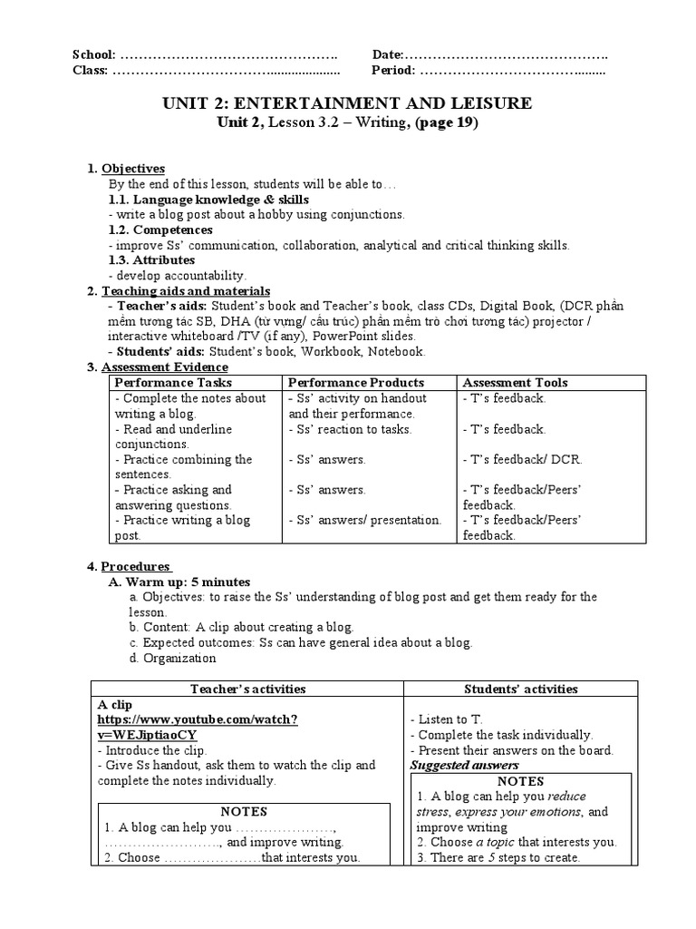 Unit 2, Lesson 3.2 - Writing | PDF | Teachers | Cognitive Science