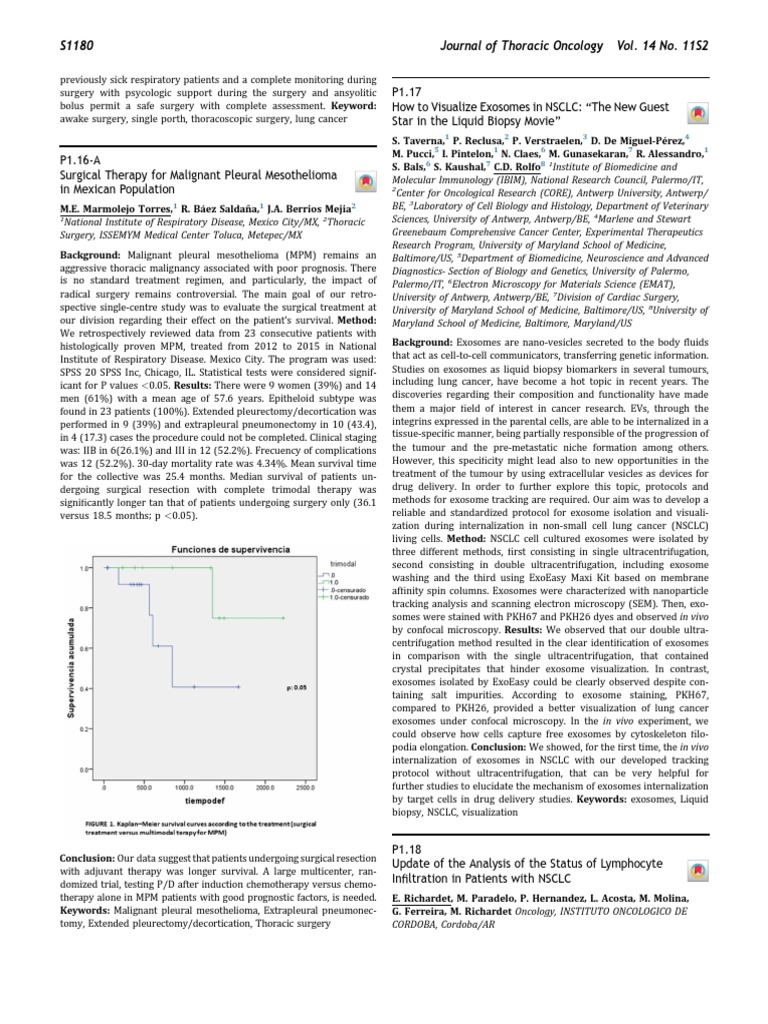 Surgical Therapy For Malignant Pleural Mesothelioma in Mexican Population | PDF | Cancer | Lung ...