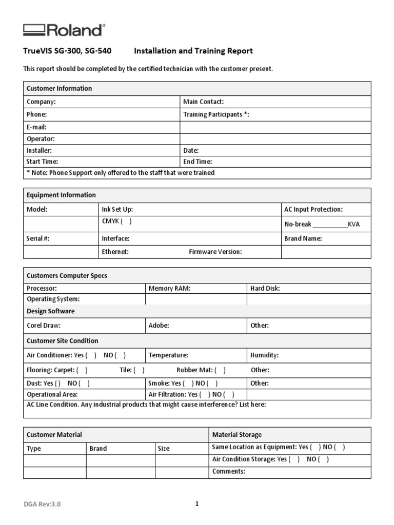 Installation Checklist TrueVIS SG Series 4.0 | PDF | Printer (Computing ...