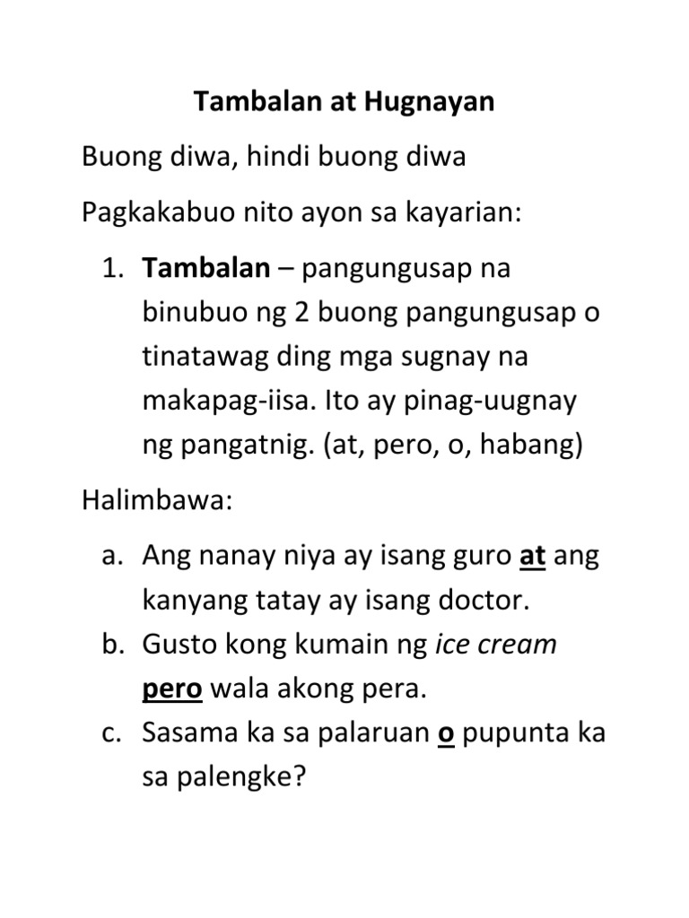 Tambalan at Hugnayan | PDF
