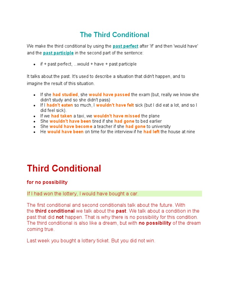 Third Conditional 2021 | PDF | Perfect (Grammar) | Linguistics