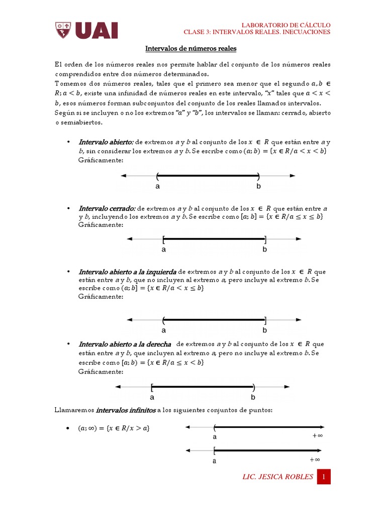 Clase 3 Intervalos Reales - Inecuaciones | PDF | Intervalo (Matemáticas) | Geometría