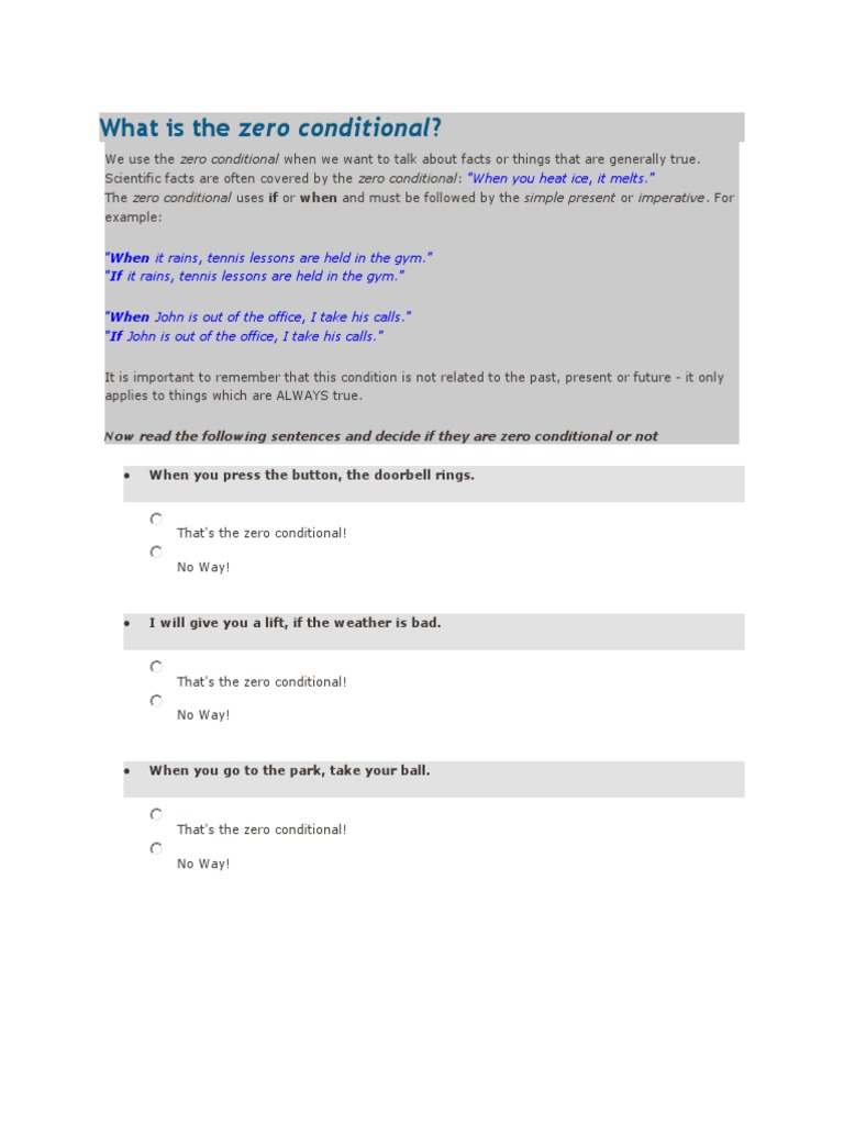 Zero Conditional | PDF | Human Communication | Grammar