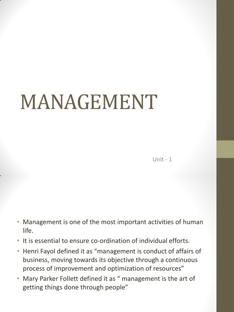 Management: Unit - 1 | PDF | Goal | Employment