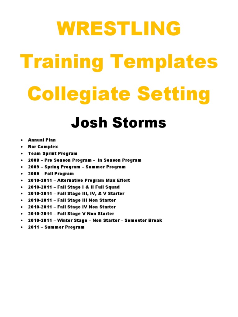 Collegiate Wrestling Training Plans | PDF | Physical Exercise ...