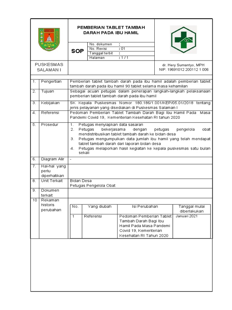 Sop Pemberian TTD Ibu Hamil | PDF