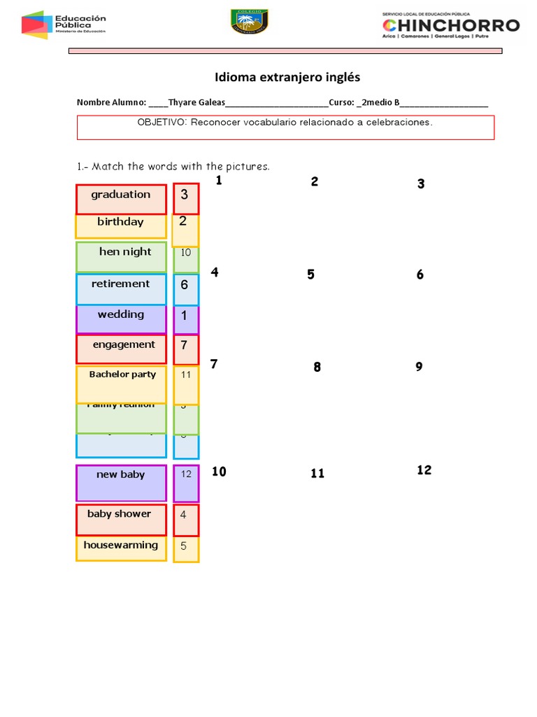 Vocabulary for Family Celebrations | PDF | Birthdays