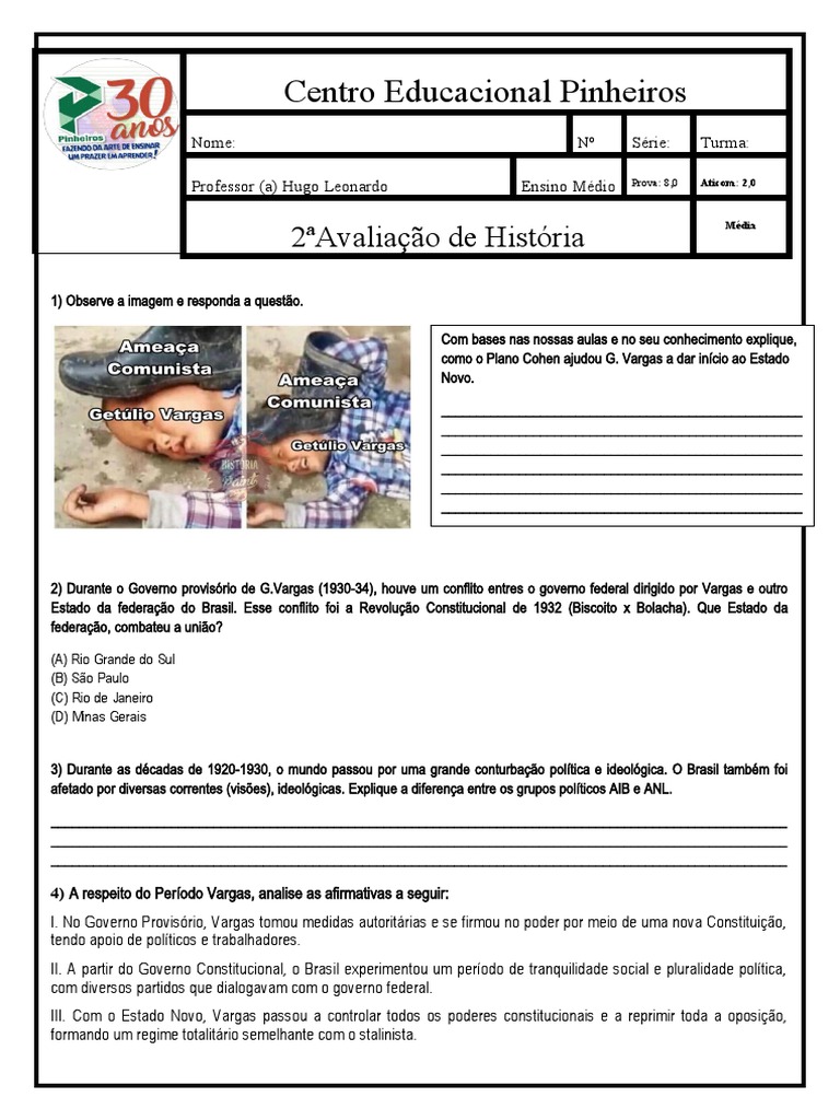 2º S - Hist. 2ºbim P2 | PDF | Brasil | Nazismo