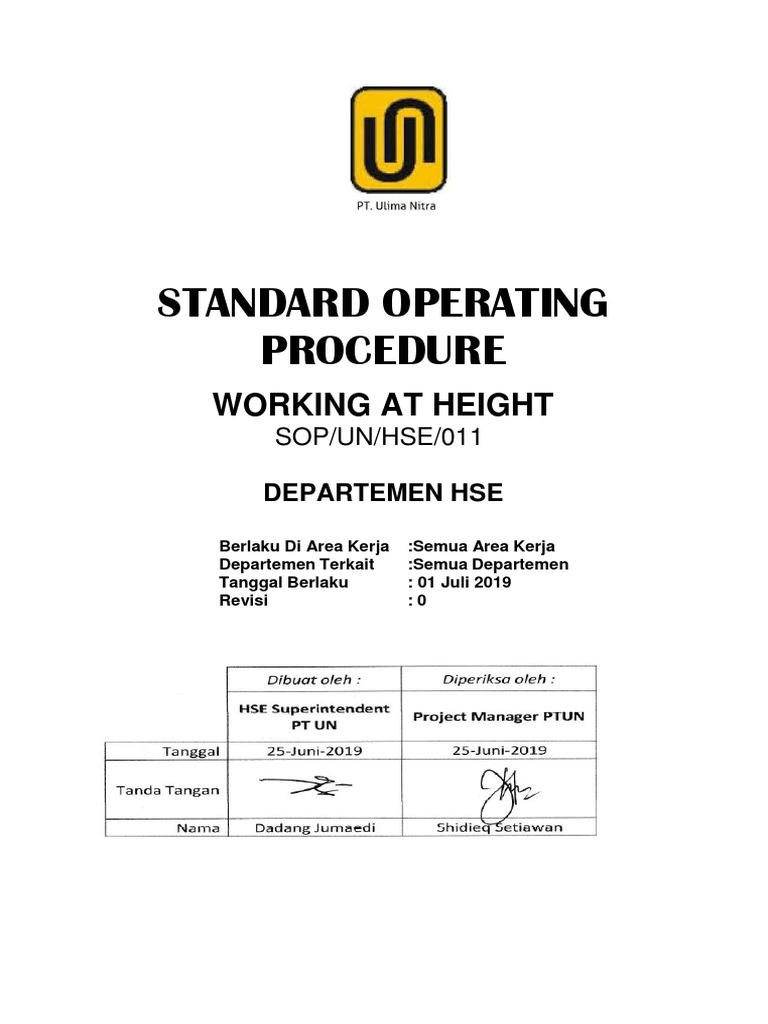 Sop-Hse-011-Working at Height | PDF
