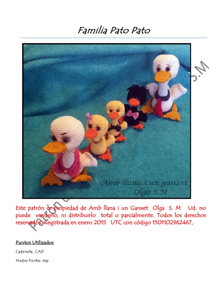 Patrones de Amigurumi: Familia Pato | PDF | Cocina, comidas y vino