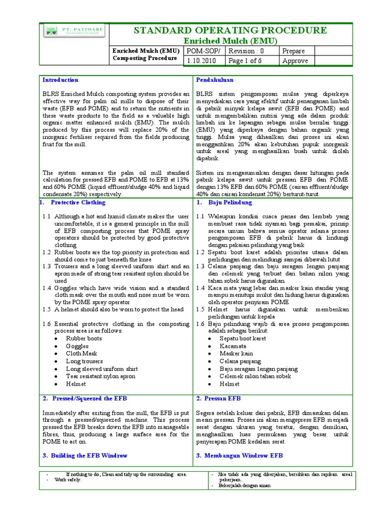 SOP EMU Patiware POM | PDF