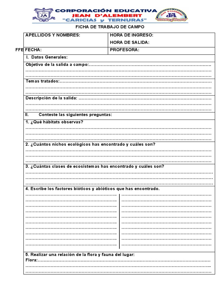 Ficha de Trabajo de Campo | PDF