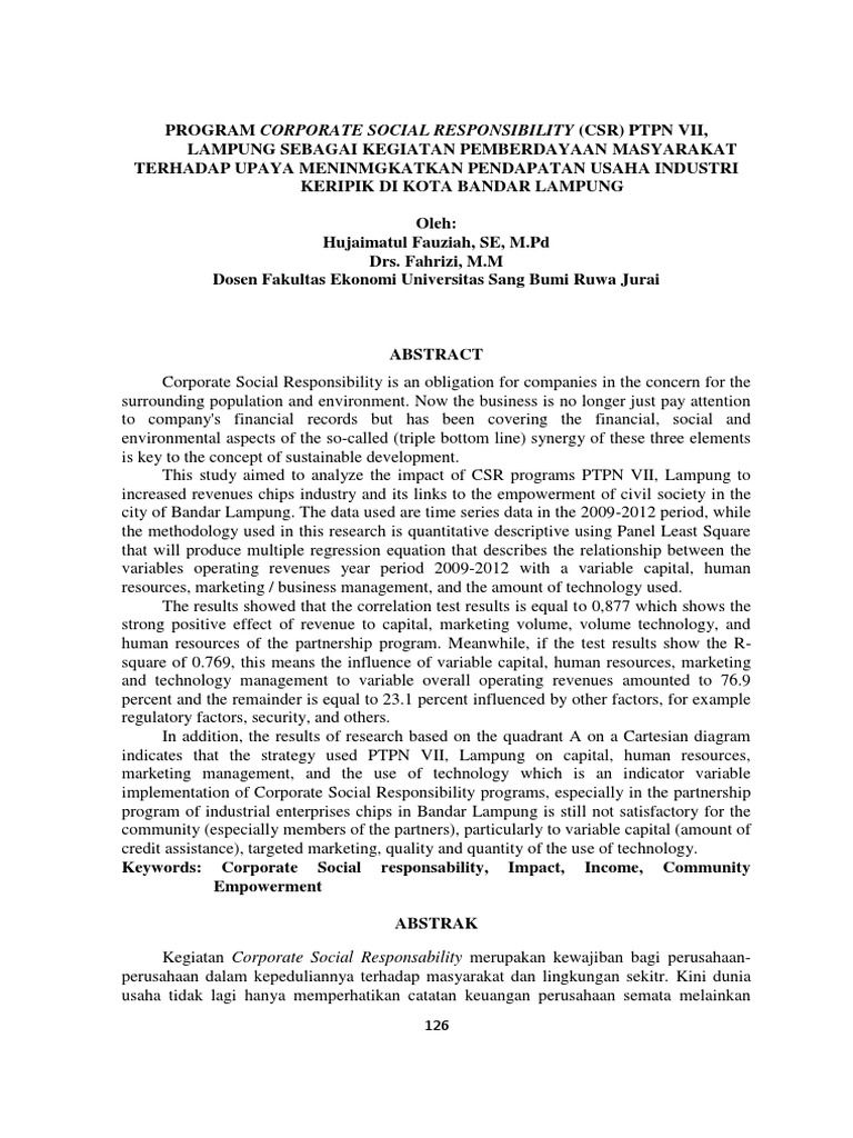 Program Corporate Social Responsibiliti CSR PTPN V | PDF | Corporate Social Responsibility ...