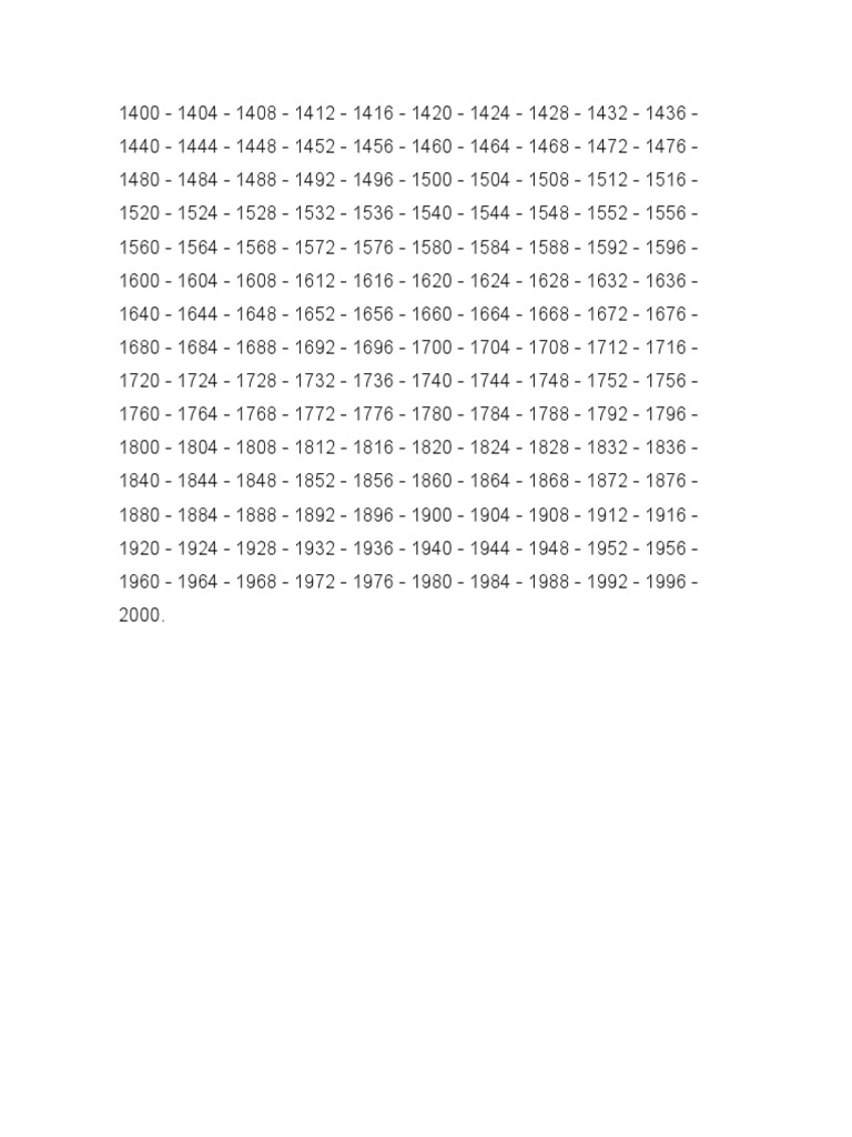 Numeros Del 1400 Al 2000 | PDF
