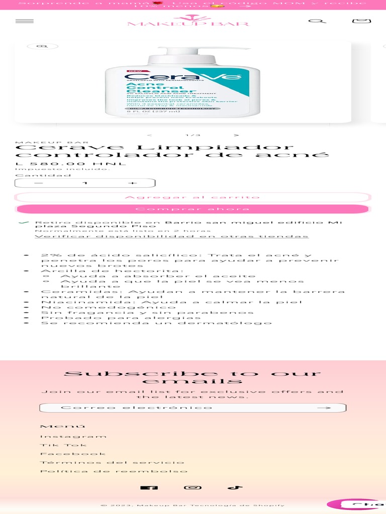 Cerave Limpiador Controlador de Acné – Makeup Bar | PDF