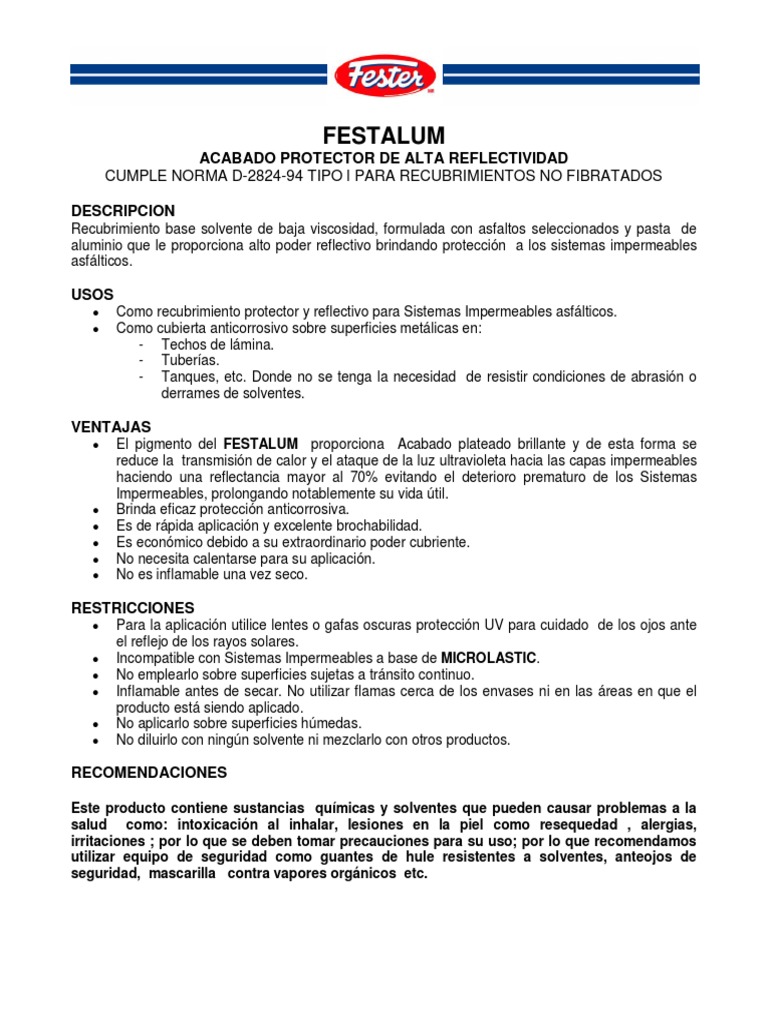 Festalum | PDF | Solvente | Ultravioleta