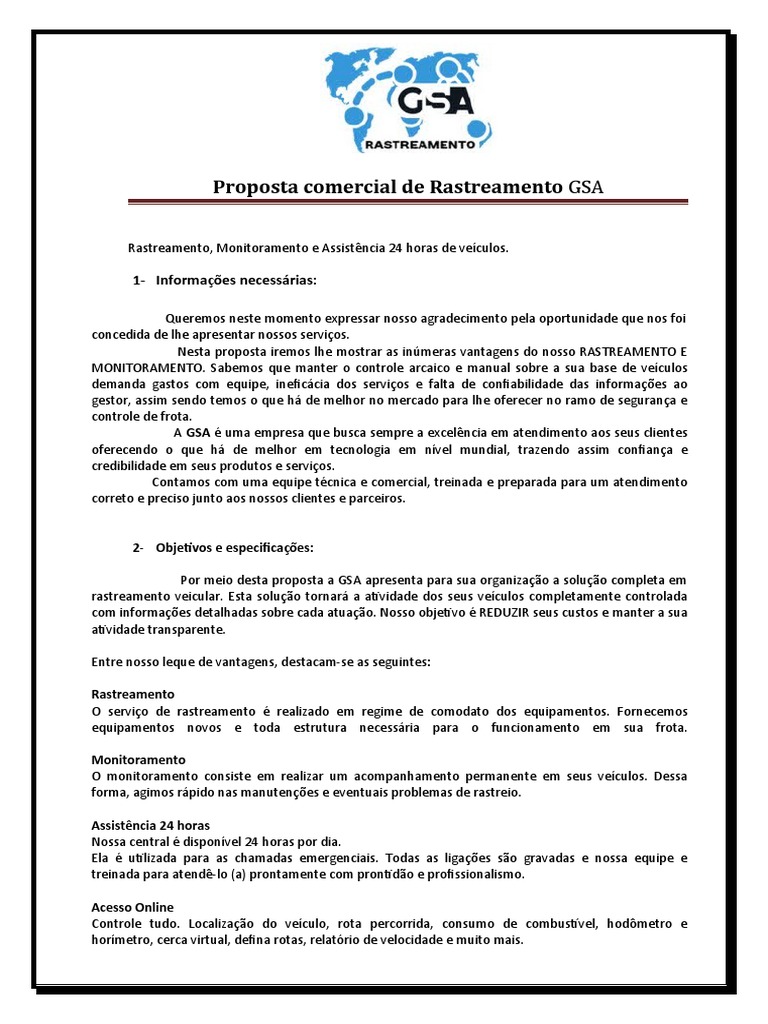 Modelo de proposta comercial Rastreamento | PDF | Triagem (Medicina ...