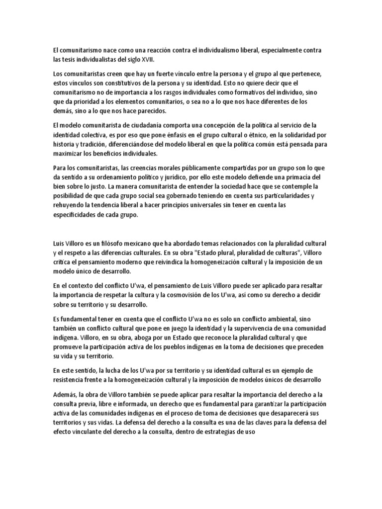 Comunitarismo Villoro y Taylor | PDF | Liberalismo | Individualismo