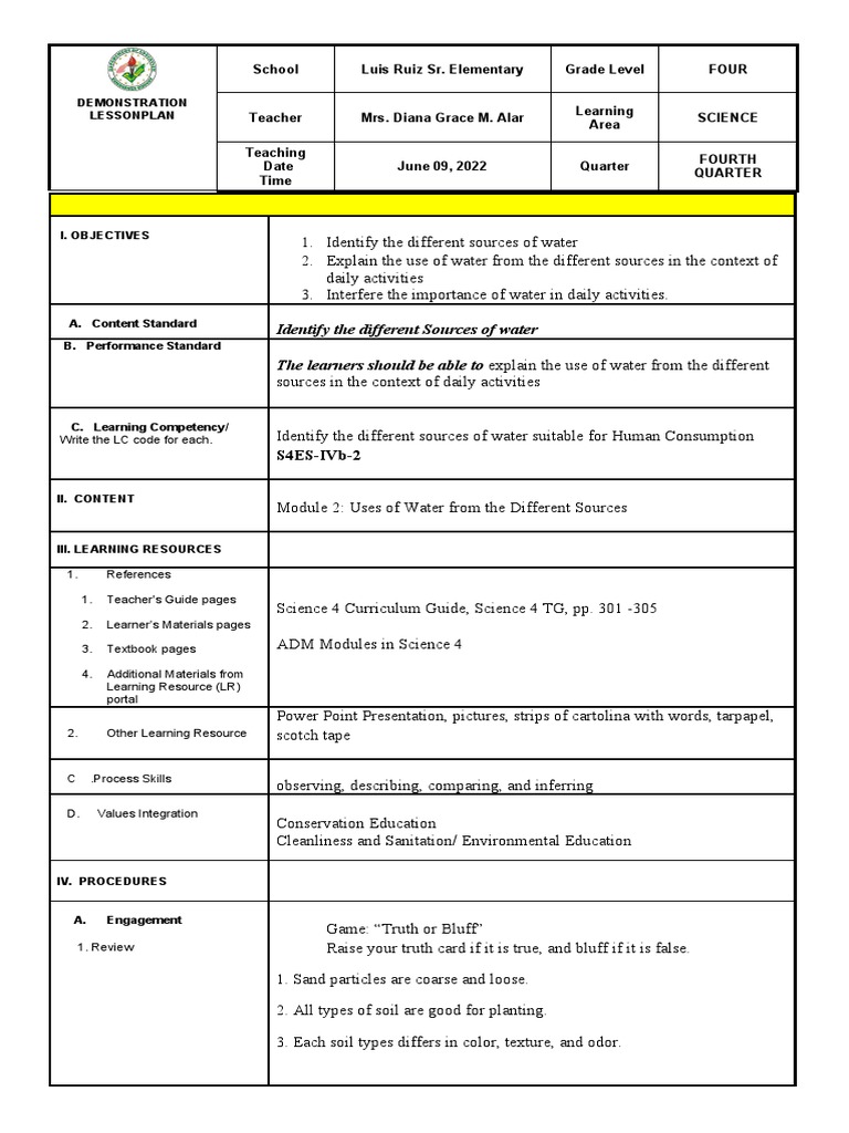 Science COT-DLP - 4th Quarter 2022 | PDF | Water | Fresh Water
