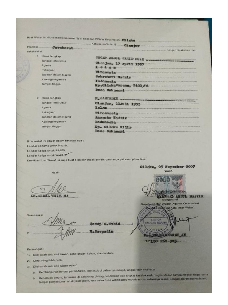 Akta Tanah Wakaf | PDF