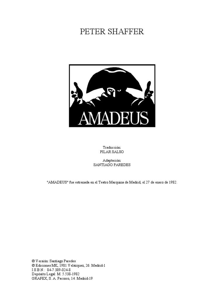 Peter Shaffer AMADEUS | PDF | Wolfgang Amadeus Mozart | Entretenimiento (general)