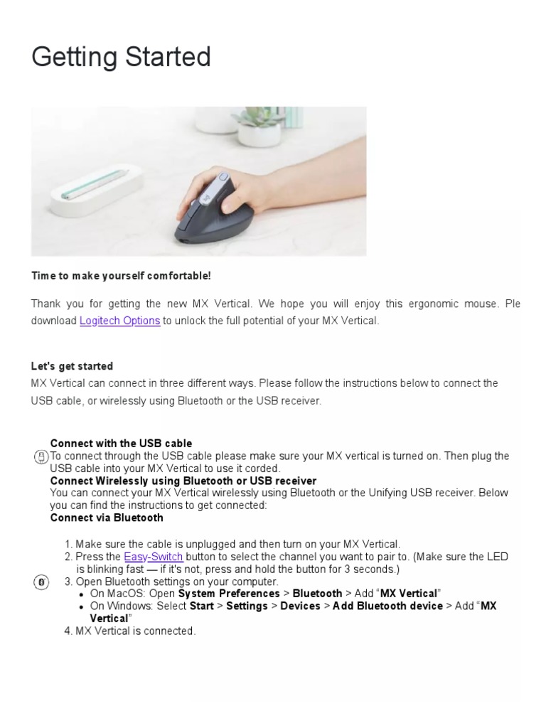 Logitech MX Vertical User Manual (English - 5 Pages) | PDF | Computers