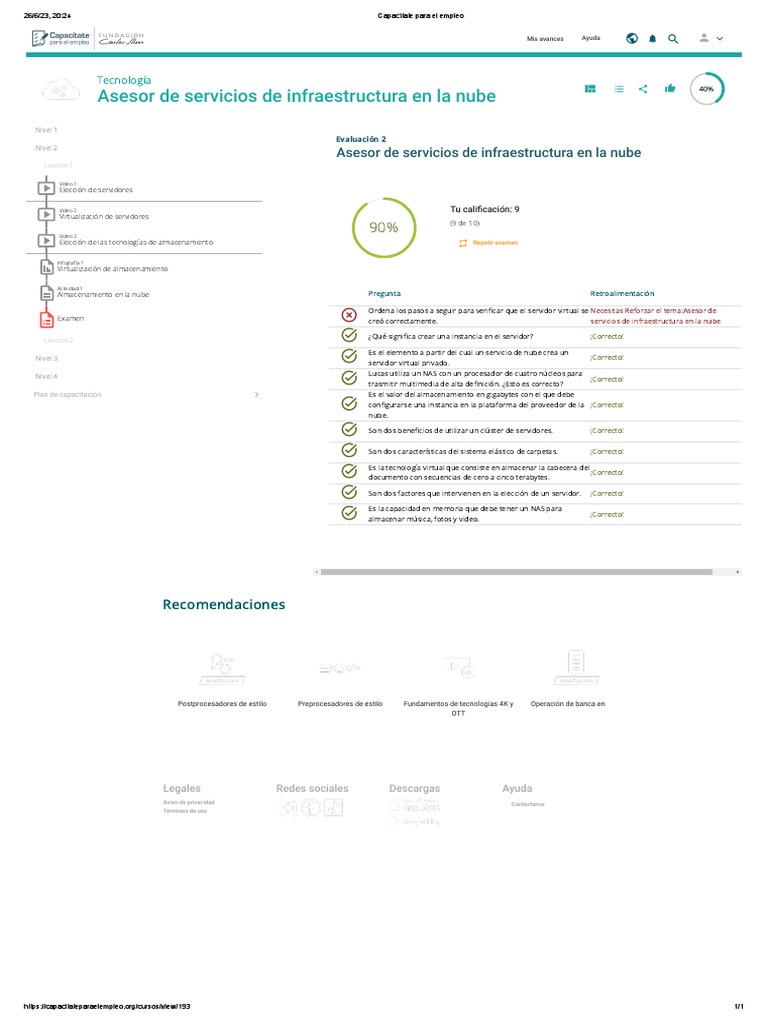 Examen Curso3 Nivel 2 Leccion 1 | PDF | Computación en la nube | Servidor (Computación)