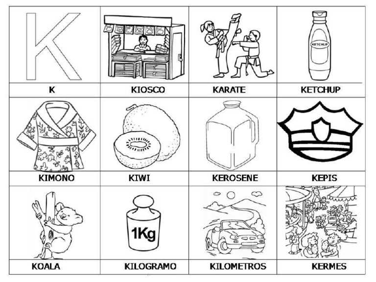 Kkípalabras Con K para Colorear | PDF
