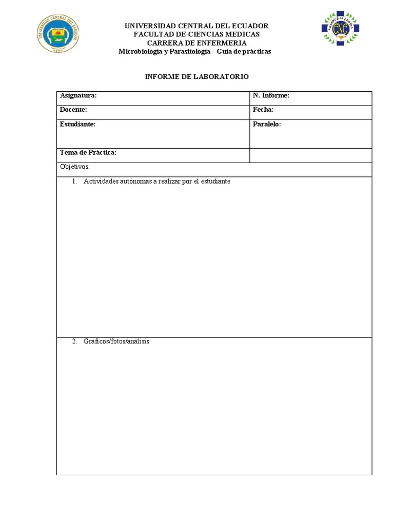 Formato de Informe Microbiologia y Parasitologia | PDF