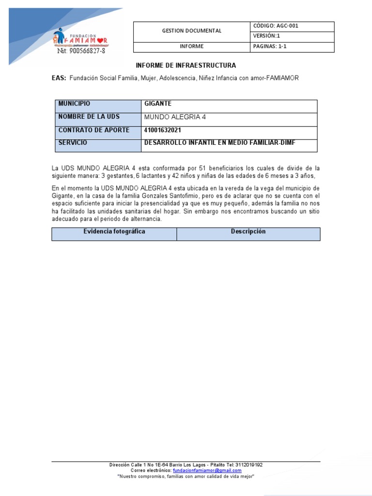 Informe de infraestructura | PDF