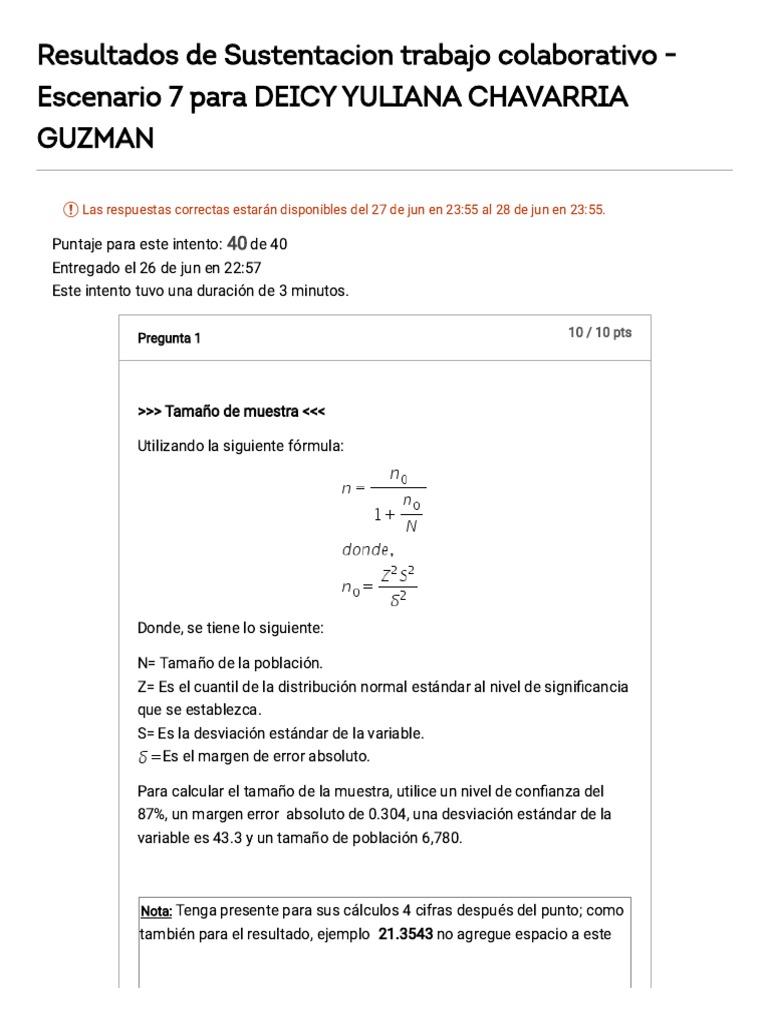 Historial de Exámenes para DEICY YULIANA CHAVARRIA GUZMAN - Sustentacion Trabajo Colaborativo ...