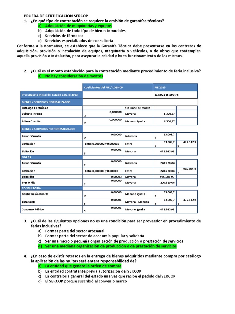Preguntas 2023 Sercop | PDF | Subasta