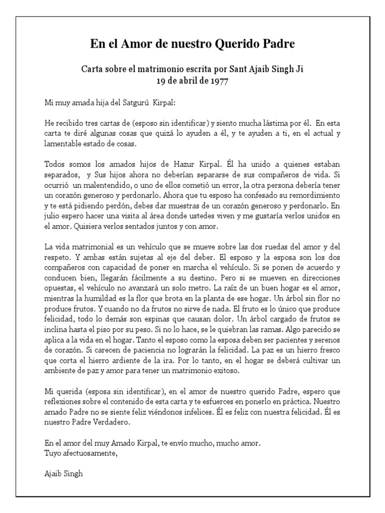 Carta de Sant Ji A Una Esposa | PDF