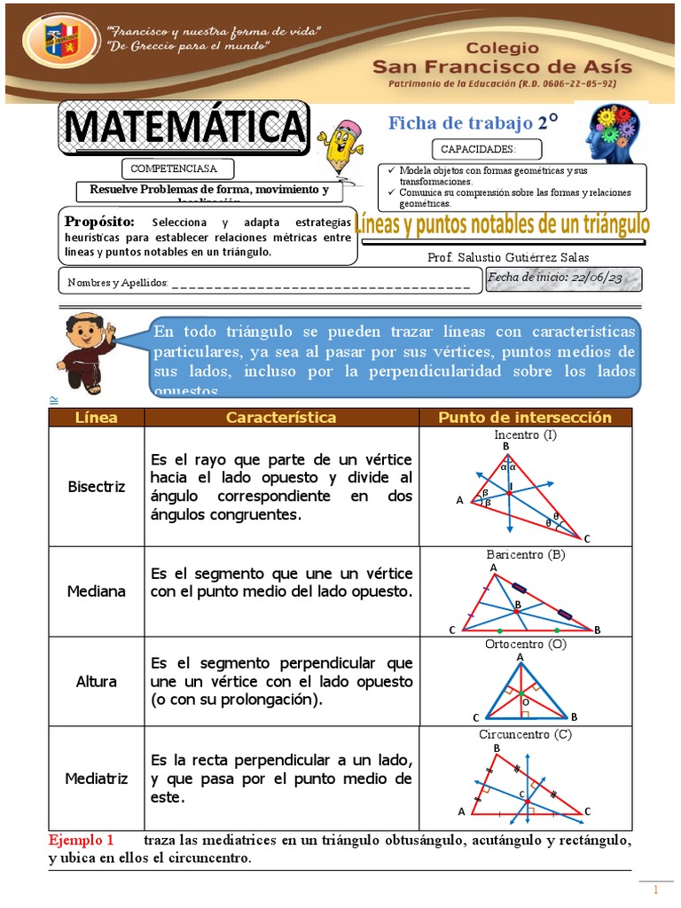 32 Líneas y Puntos Notables en El Triángulo 2do | PDF | Triángulo | Geometria clasica