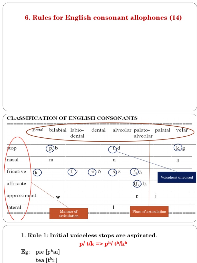 14 Rules - Lecture 4 Phonetic & Phonology | PDF | Consonant | Linguistics