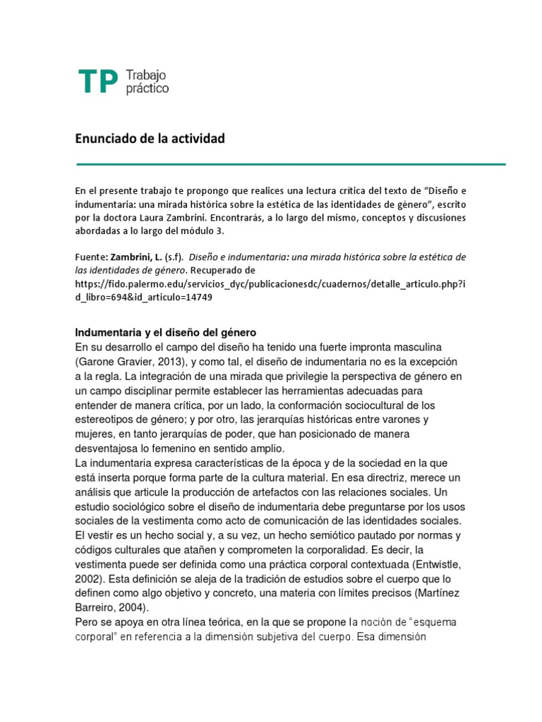TP3 - Enunciado de La Actividad | PDF | Moda | Estratificación social