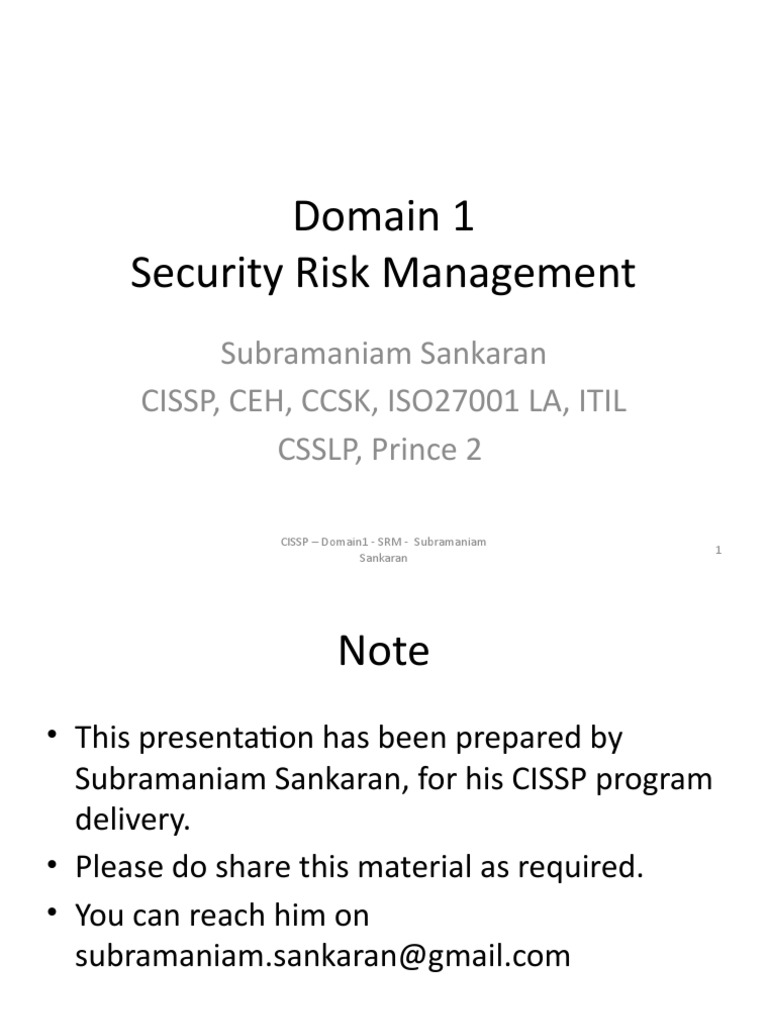 CISSP Domain 1: Security Risk Management | PDF | Information Security ...