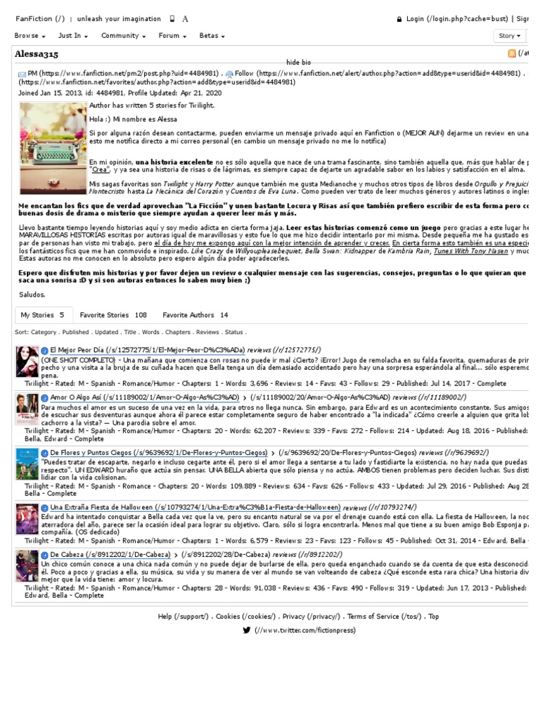 Alessa315 - FanFiction | PDF | Crepúsculo (serie de novelas)